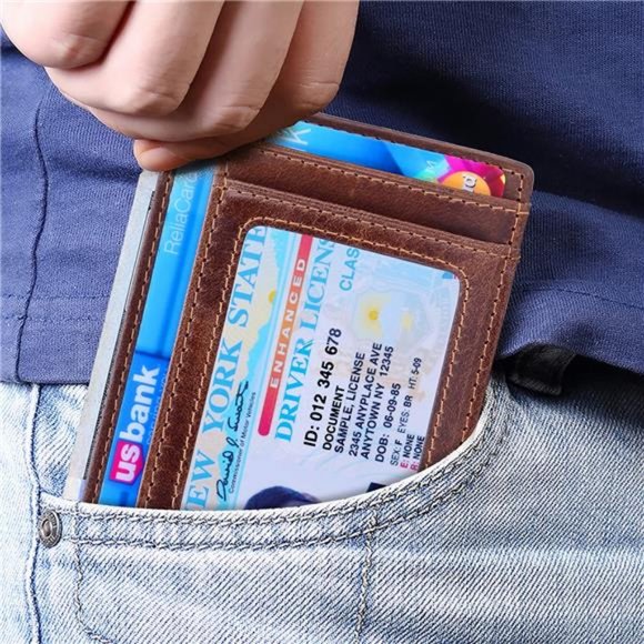 Bags | Slim Minimalist Leather Rfid Front Pocket Wallet Thin Credit ...